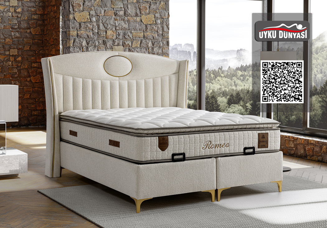 Тапицирано легло Romeo Перлено бяло - Vidov Commerce