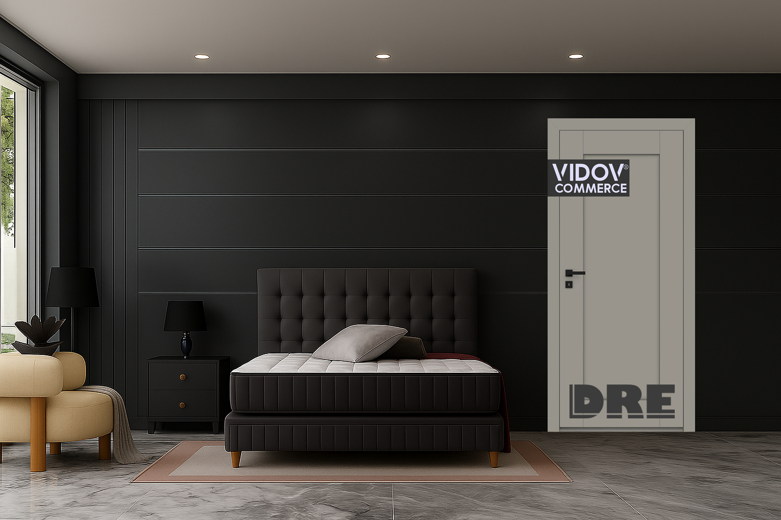 Интериорна врата Estra 5 Топло Сив Мат - Vidov Commerce